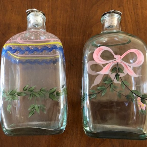 Other | 2 Hand Painted Glass Portugal Dimple Bottles | Poshmark